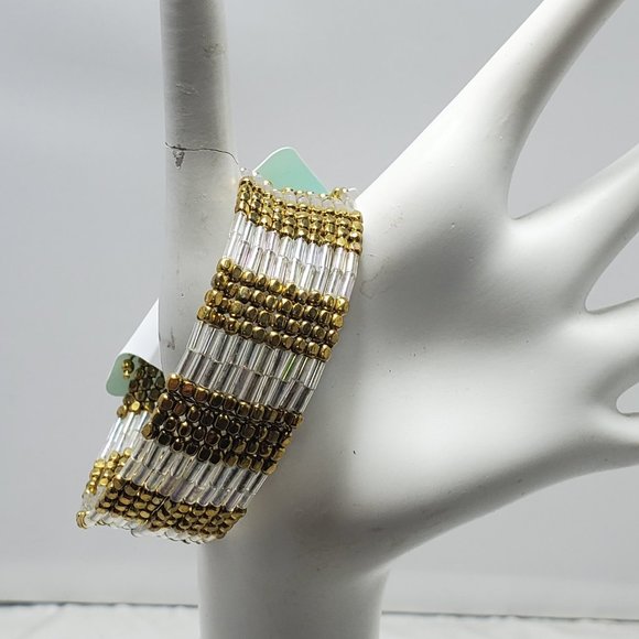 Signature Studio | Jewelry | Signature Open Cuff Bracelet Row Gold And ...